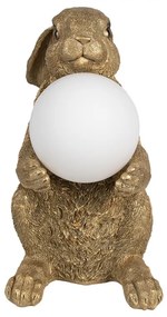 Stolní lampa ve tvaru zlatého zajíčka držícího žárovku – 27x19x35 cm