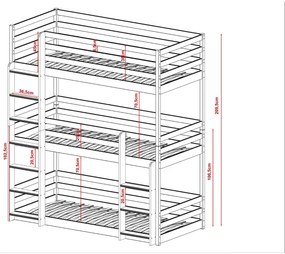 Legno Dětská patrová postel Teddy bílá Rozměr (cm): 90x200