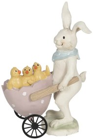 Dekorace králík s vozíkem a kuřátky – 11x6x15 cm