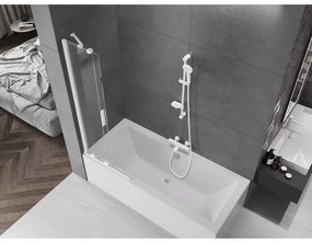 Mexen Velar, 2-křídlová posuvná vanová zástěna 75 x 150 cm, 8mm čiré sklo, bílý profil, 896-075-000-01-20