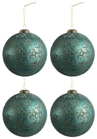 OnaDnes -20% Set čtyř modrých skleněných vánočních ozdob J-Line Tique 28 cm