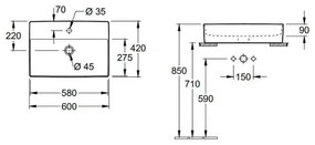 Villeroy & Boch 4A076001 - Umyvadlo na desku MEMENTO 60x42 cm keramika/bílá