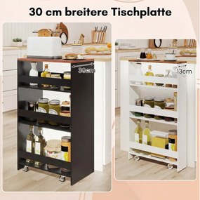 Costway 30 cm široký vozík do výklenku s madlem a zábradlím 4patrový kuchyňský