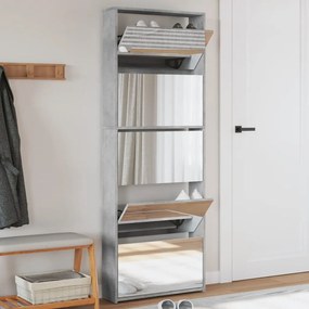 Botník se zrcadlem 5patrový betonově šedý 63 x 17 x 169,5 cm 3228281
