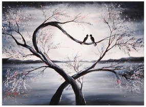 Gario Ručně malovaný obraz Ptačí láska na větvi Rozměry: 120 x 80 cm