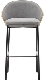 Šedá čalouněná barová židle Kave Home Eamy 77 cm