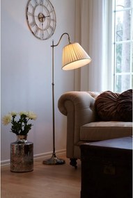 Bílá/ve zlaté barvě stojací lampa s ohybatelnou konstrukcí s textilním stínidlem (výška 167 cm) Charleston – Markslöjd