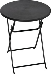 Outsunny kulatý skládací stůl Ø60 cm zahradní jídelní stůl s dekorativním vzhledem dřeva na balkon terasu tmavě šedý | Aosom.de