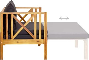2místná zahradní lavice s poduškami 122 cm masivní akácie 310308