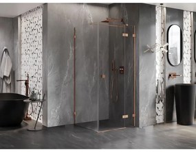 Mexen Lunar T, výklopný sprchový kout pravý 120 x 120 cm, 8mm čiré sklo, profil měděná matná, 834T-120-120-65-00-P