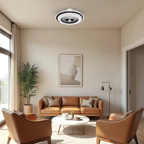 Stropní LED svítidlo Zephyr, 1x LED 48w, 3000-6000k, b, s ventilátorem a ovladačem