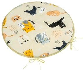 Bellatex Sedák Adéla kulatý hladký průměr 40 cm Kočka žlutá, béžová, černá, šedá