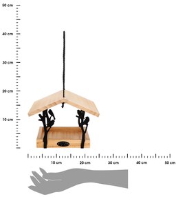 Závěsné krmítko pro ptáky Rhi, 18x24,5x24,5 cm, dřevo/kov, hnědá
