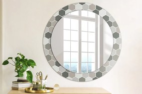 Kulaté dekorativní zrcadlo na zeď Hexagonální vzor fi 70 cm