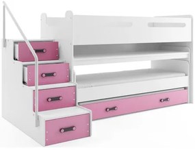 Dětská patrová postel s výsuvnou postelí MAX I 80x200 cm - bílá Šedá