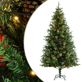 Vánoční stromek s LED diodami a šiškami zelený 195 cm PVC a PE,  3094557 HangarStore.cz