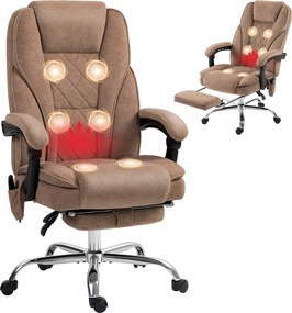 Kancelářská židle Vinsetto s vibrační masáží — ergonomická polohovací židle s vyhřívanou bederní opěrkou, výškově nastavitelná, otočná, s podnožkou, o
