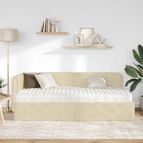 Rohový rám postele Krémová 100 x 200 cm textil 3394059