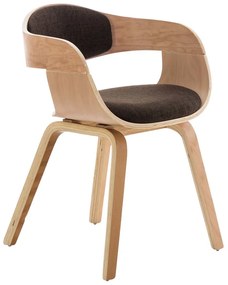 Židle King látka, dřevěné nohy natura - Hnědá