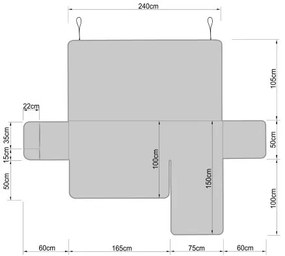 Potah na rohovou sedačku pravý PARIS hnědý, 240 cm