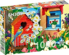 ENJOY Puzzle Zahrada s ptačími budkami / 1000 dílků / od 14 let