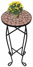 Mozaikový stolek na květiny keramika Dekorhome Cihlová