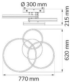 Wofi 9822.03.88.9000 - LED Stmívatelný přisazený lustr VAASA LED/58W/230V