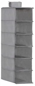 Závěsný organizér 6 polic, 30x30x120 cm, šedý SPRINGOS