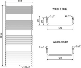 Mexen Apollo elektrický radiátor 1210 x 550 mm, 600 W, černý - W117-1210-550-2600-70