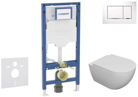 Geberit Duofix - Set předstěnové instalace, klozetu Oudee a sedátka softclose, tlačítko Sigma20, bílá/chrom SANI11CA3101B