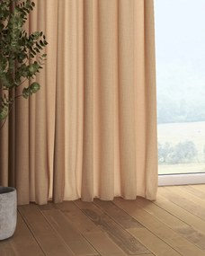 Závěs s řasící páskou barva béžová látka pletený vzor