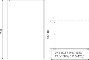 Novoterm Sprchová zástěna Walk-in NV-Grace 90 BL, černá/transparent - bez vaničky