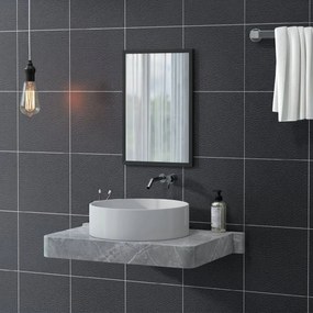 HOMCOM Obdélníkové Zrcadlo na Zeď 60 x 40 cm, Černý Dřevěný Rám, Ideální do Koupelny, Obývacího Pokoj nebo Ložnice