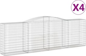 Klenuté gabionové koše 4 ks 400x50x120/140cm pozinkované železo 3147011
