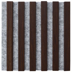 WallART Dekorativní nástěnné lamely s filcem, Dub tmavý / šedý 30x30x0,8 cm - 6 lamel