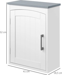 Závěsná toaleta Kleankin - Skříňka na léky s dveřmi a nastavovací policí pro koupelnu - 41 x 18,5 x 52 cm - MDF - Bílá