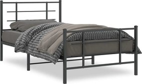 vidaXL Kovový rám postele s hlavovým a nožním čelem 100 x 200 cm [355623] Barva: Černá
