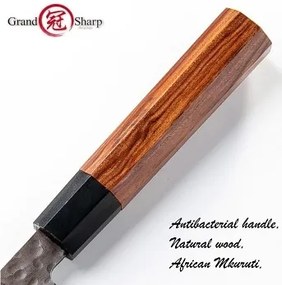 Kuchyňský Santoku nůž 7" Grand Sharp TOKUŠIMA ručně kovaný