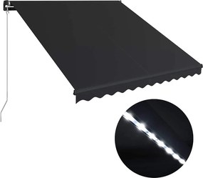 Ručně zatahovací markýza s LED světlem 350 x 250 cm antracitová 3051244