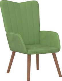 Relaxační křeslo se stoličkou světle zelené samet 327669