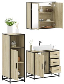 3dílný set koupelnového nábytku dub sonoma kompozitní dřevo 3300956