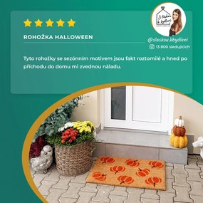 Hanse Home, Rohožka Halloween oranžové dýně 105677 - na ven i na doma, 45x75, oranžová, chodba / předsíň
