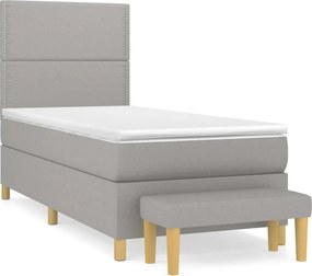 Box spring postel s matrací světle šedý 100 x 200 cm textil 3137053
