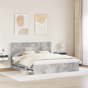 Rám postele s čelo Betonově šedá 180 x 200 cm Inženýrské dřevo 3411815