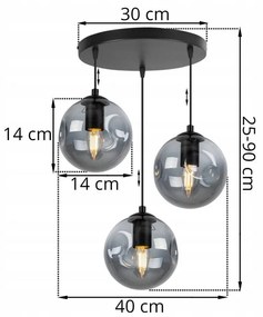 Závěsné svítidlo MONAKO, 3x skleněné stínítko (výběr ze 3 barev), O