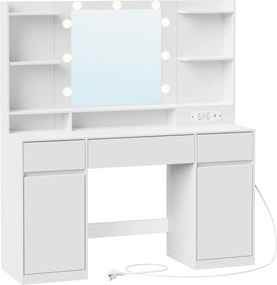 Toaletní stolek s LED osvětlením a nabíjecí stanicí Vasagle Brill 107 cm bílý