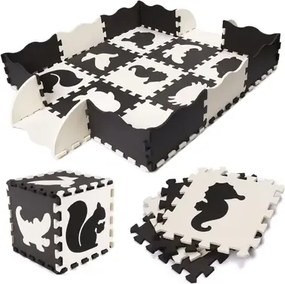 KIK Pěnové puzzle kontrastní černo-krémové / 30 x 30 cm / 25 dílků / E