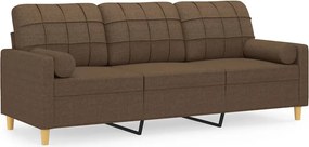 3místná pohovka s polštáři hnědá 180 cm textil 3200793