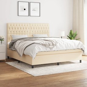 Box spring postel s matrací krémová 120x190 cm textil
