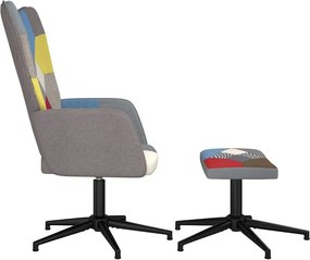 Relaxační křeslo se stoličkou patchwork textil 328188